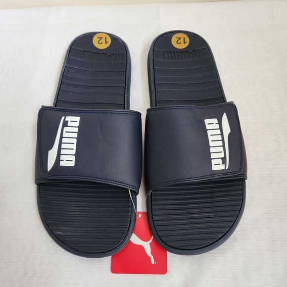 Puma | Shoes | Puma Slides Mens 2 Black White Logo Cool Cat V Fs ...